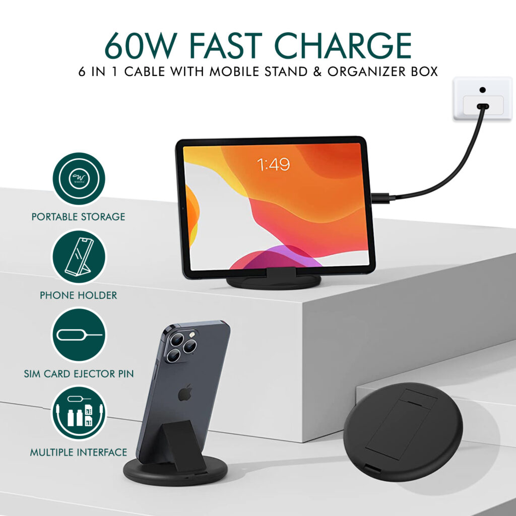 Wayona 60W All In One Cable Set with Inbuilt Mobile Stand - Wayona.in