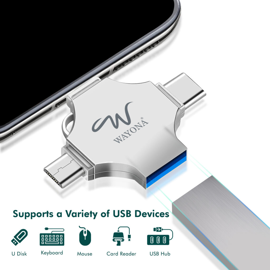 Wayona Pendrive Connector OTG Adapter with Lightning, Type C, Micro USB ...