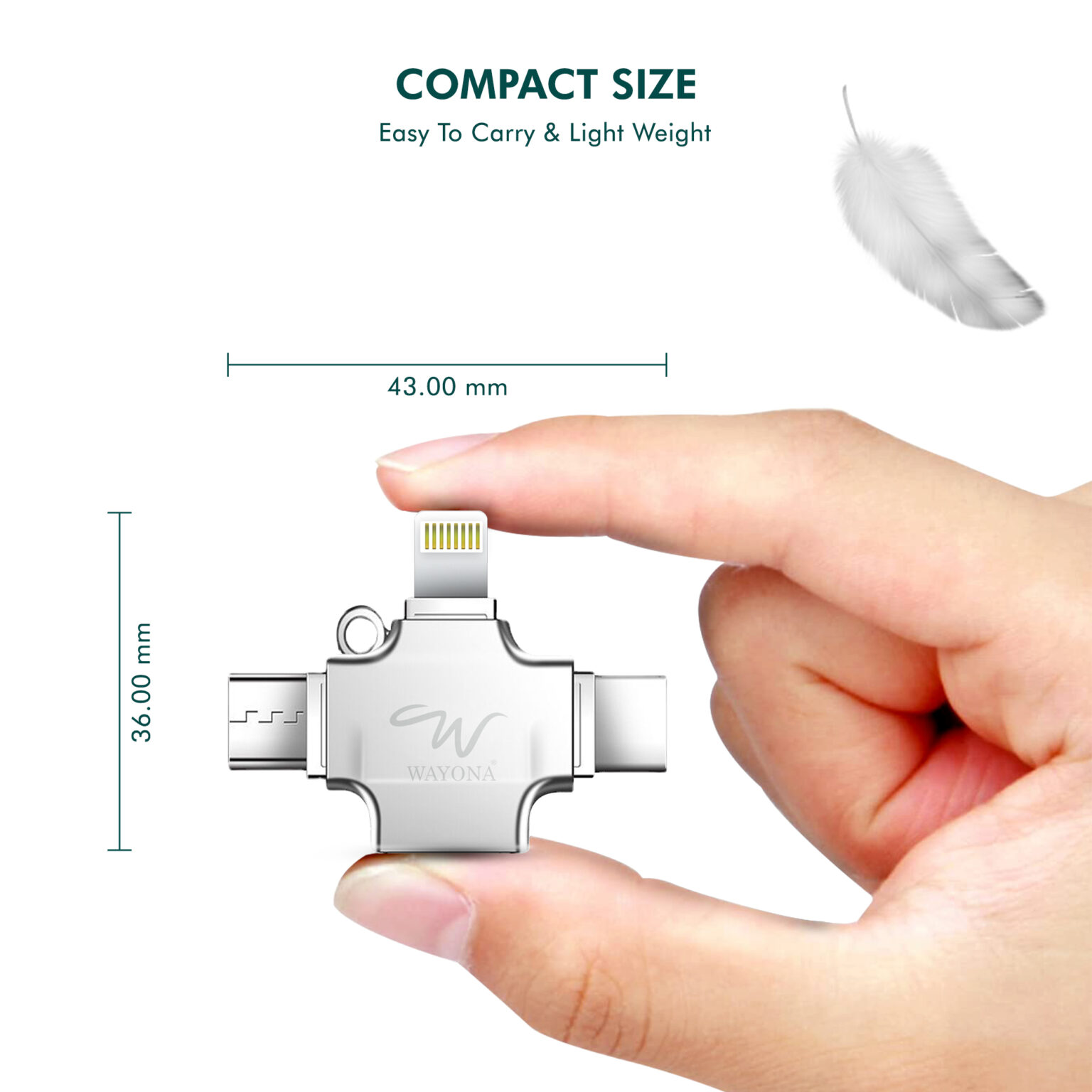 Wayona Pendrive Connector OTG Adapter with Lightning, Type C, Micro USB ...